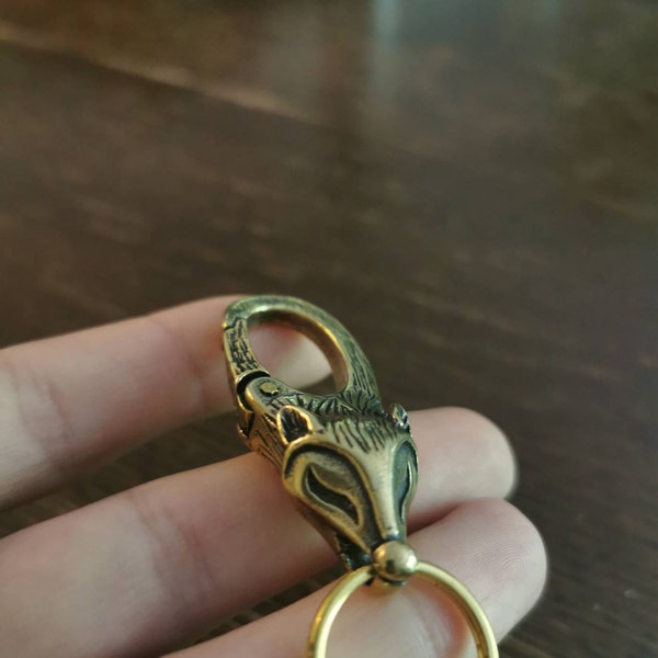 Dragon Keychain,brass Dragon Head,brass Key Ring Hook,custom Keychain ...