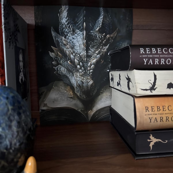 Large Book Dragon Painting, Art Print Poster, Gothic, Fantasy Wall ...