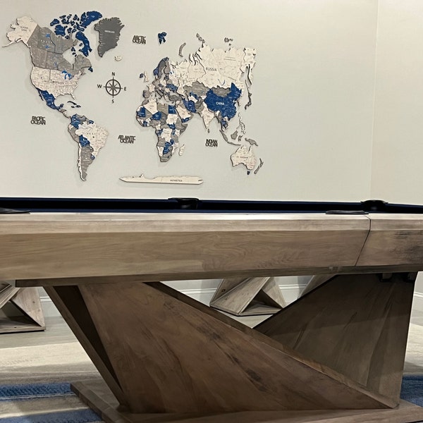 3D Large Wood World Map Wall Art, New Home Map of the World, Office ...