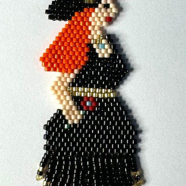 Halloween Fringe Earrings Pattern Beaded Witch in Hat Design Holiday ...