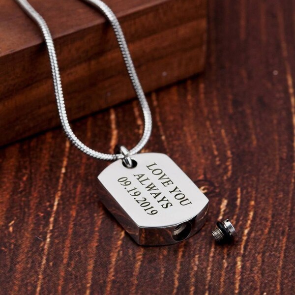 Cremation Jewelry for Men - Dog Tag Urn Necklace - Personalized Custom ...