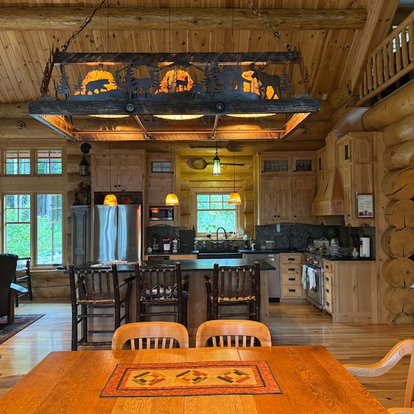Rustic Chandelier: Mountain Cabin Lighting Reclaimed Wood Lodge ...
