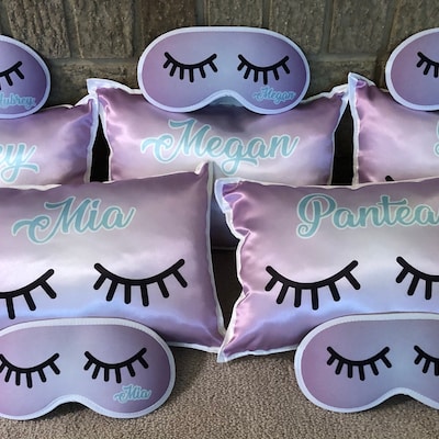 Personalized Pajama Party Kit pillow and Eye Mask, Sleepover Party ...