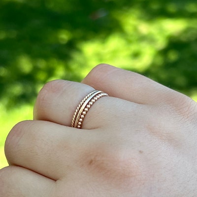 10k, Solid Gold, ROSE, Yellow, or White Gold, Set of 3 Rings, 18g ...