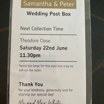 Post Box SIGN ONLY for Weddings, Birthdays, Christenings Etc Post Box ...