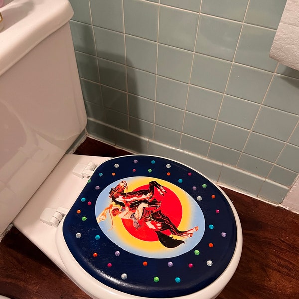 Retro Cowboy or Cowgirl Toilet Seat Vintage 1950s Western Pin up ...