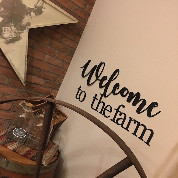 Welcome to the Farm Custom Metal Sign ~ Rustic Script Farmhouse Decor ...