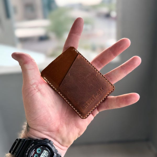 Slim Leather Card Holder, Minimalist Wallet for Men and Women, Simple ...
