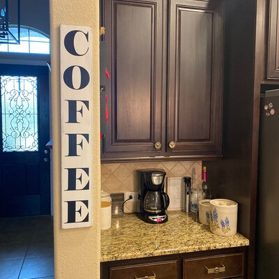 Vertical Coffee Sign. Coffee Decor. Kitchen Signs Rustic Kitchen Decor ...