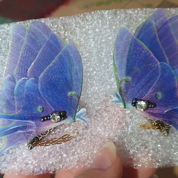 Silk Moth Butterfly Collar Clip Pins With Chains - Collar Brooch ...