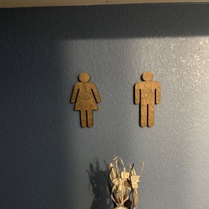 Set of 2 Bathroom Sign People Wood Cutouts 7 Color Options Laser Cut ...