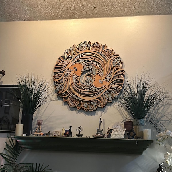 Handmade Mandala Laser Cut Wooden Wall Art Divine Light by STEREOWOOD ...