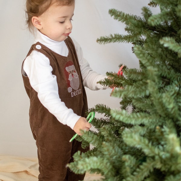 Baby Boy Christmas Outfit With Santa Face and Name in Vintage Style ...
