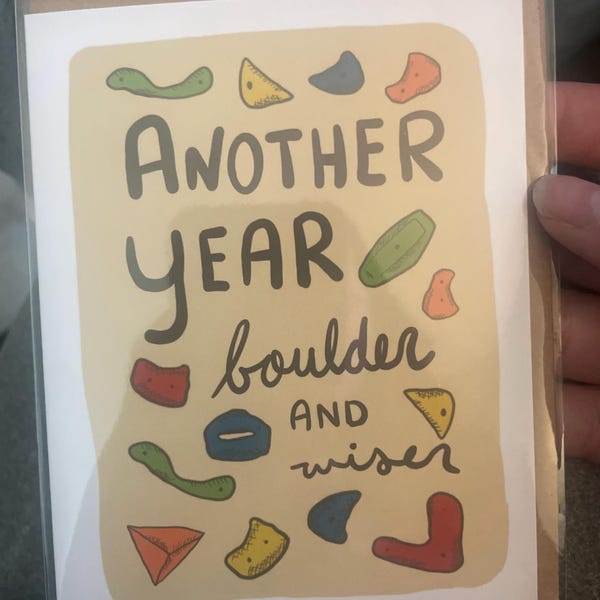 Funny Rock Climbing Bouldering Birthday Card - Another Year Boulder and ...