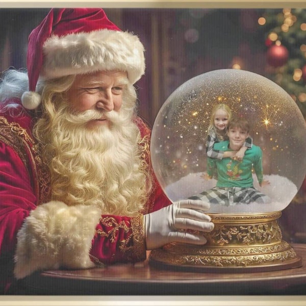 Santa's Snow Globe, Christmas Background Overlay, Digital Backdrop for ...