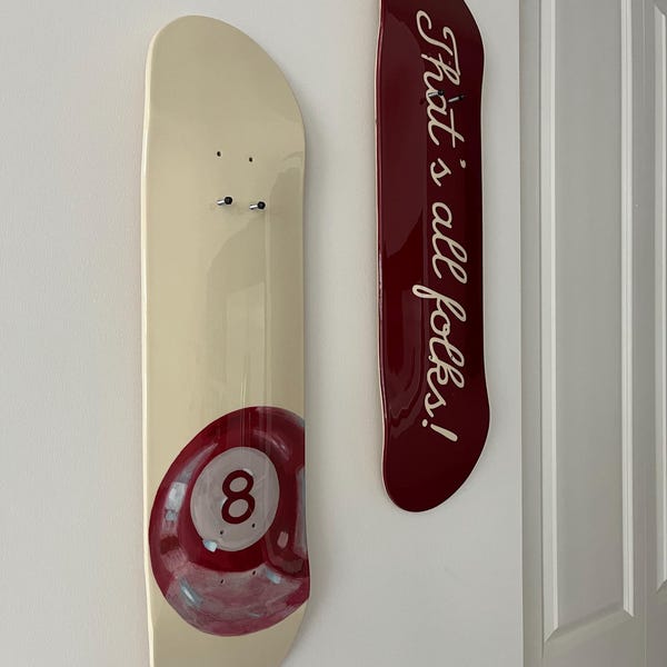 Floating Skateboard Wall Art | Hand Painted | Minimalist Retro Home ...