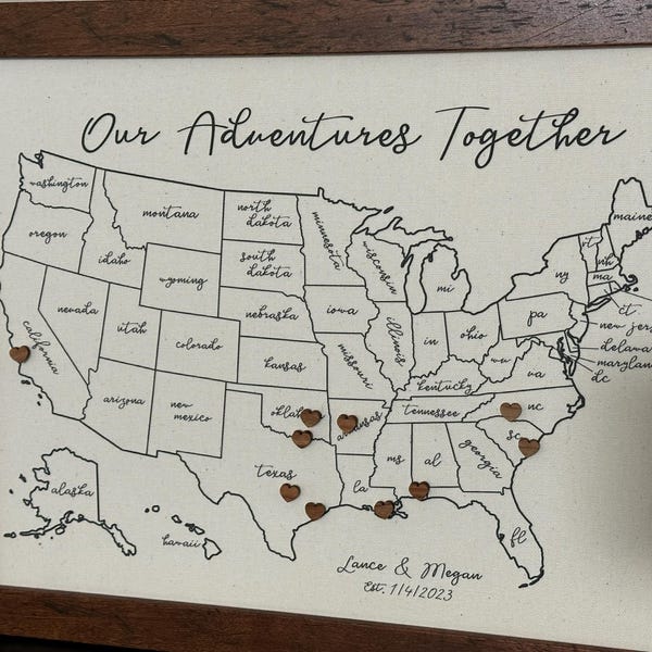 Push Pin Map, Personalized Travel Map, USA, United States, Second ...