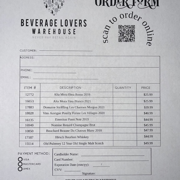 EDITABLE Printable Order Form Template ADD Your LOGO Business Invoice ...