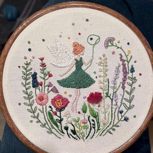 Dancing Fairy Embroidery Pattern: Whimsical Hand Embroidery, Floral ...