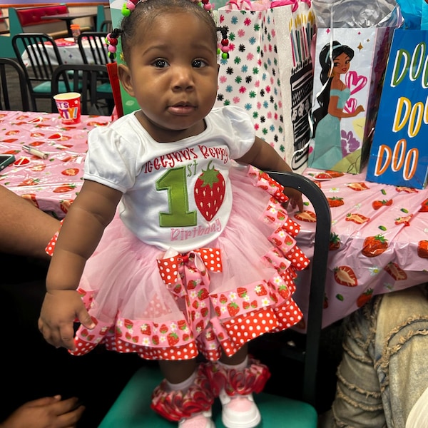 First Strawberry Birthday Tutu Outfit, Berry 1st Birthday Shirt, Tutu ...