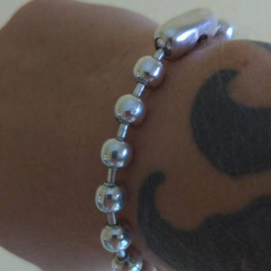 Womens Chunky Padlock and Key Ball Chain Bracelet, Silver Ball Chain ...