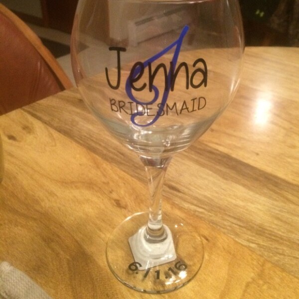 Wedding Party Wine Glass Decals, Monogram Wine Glass Stickers ...