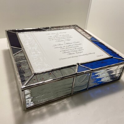 Stained Glass Invitation Keepsake Box With Border for Wedding or Bat ...
