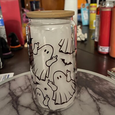 Full Wrap Halloween Can Glass Svg, Middle Finger Ghosts Svg, for 16oz ...