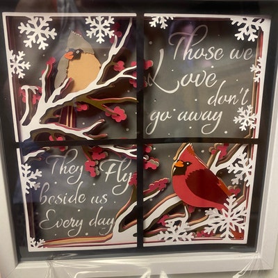 Cardinals Outside Window Shadow Box SVG / Memorial (Download Now) - Etsy