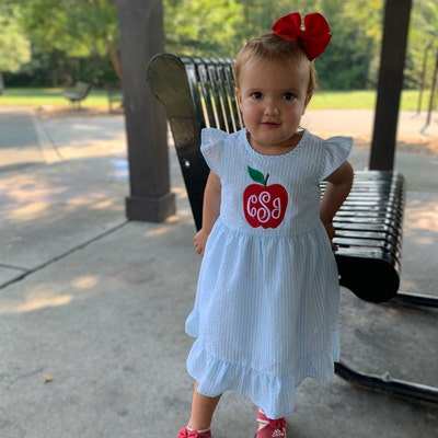 Monogram Back to School Apple Dress for Baby Toddler Girls - Etsy