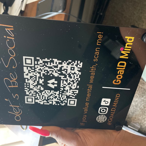 Custom QR Code Desk Sign, Social Media Sign, Let's Get Social Sign ...