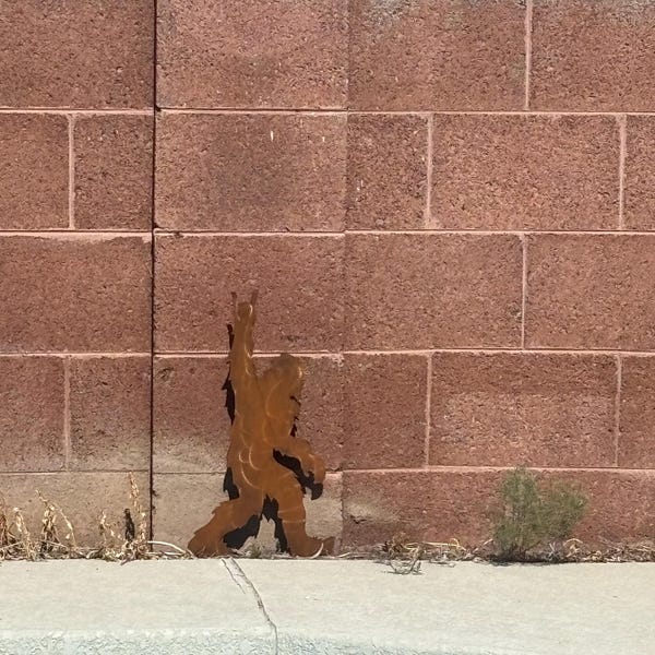 Bigfoot Walking Statue, Sasquatch Metal Yard Art, Yeti, Garden Statuary ...