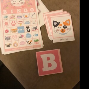 Cat, Kitten BINGO Game, 30 Different Bingo Cards, Cat Party Game, Pink ...