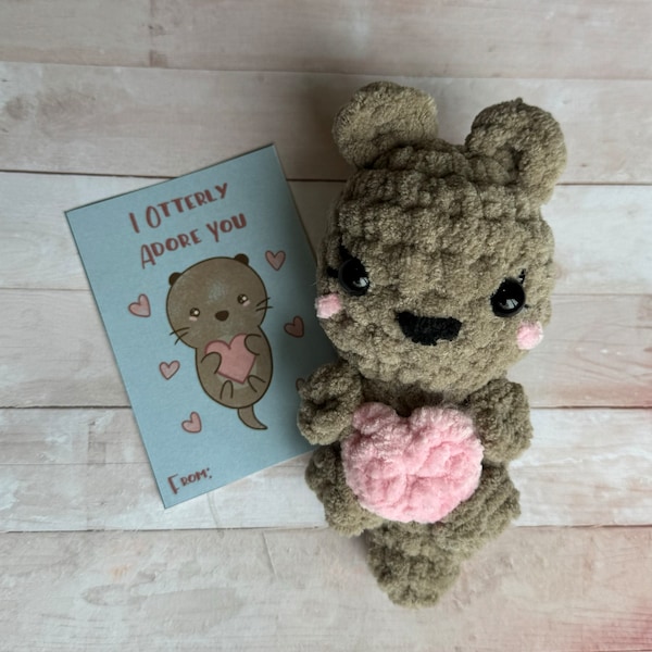 PDF PATTERN Little Chunky Otter With Heart Crochet Pattern, Crochet ...