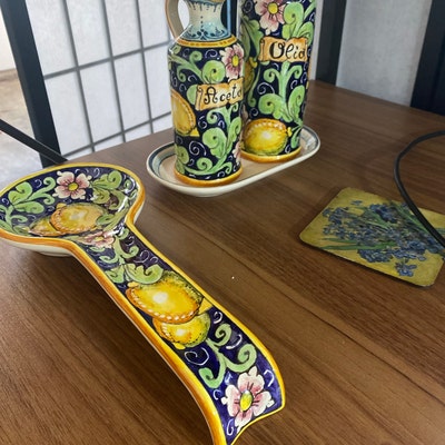 Italian Ceramic Pasta Spaghetti Canister Jar Container Pottery Hand ...