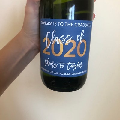 Graduation Champagne Bottle Labels, Class of 2024, Black-white & Gold ...