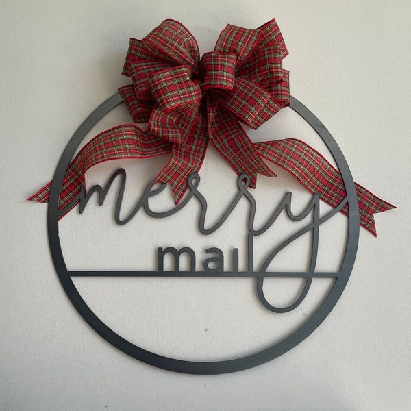 Merry Mail Christmas Card Display - Script Font - Etsy