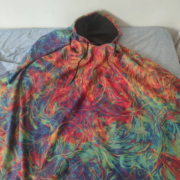 Psychedelic Hooded Poncho, Abstract, Hippie, Psy-trance, Festival ...