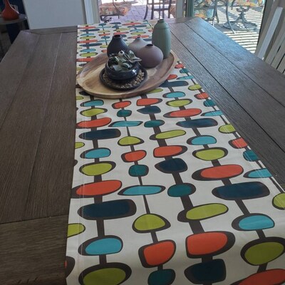 Mid Century Modern Table Runner Baubles in Coral by - Etsy