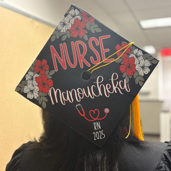 Custom "alphabet Border" Graduation Cap Topper, Teacher Graduation Cap ...