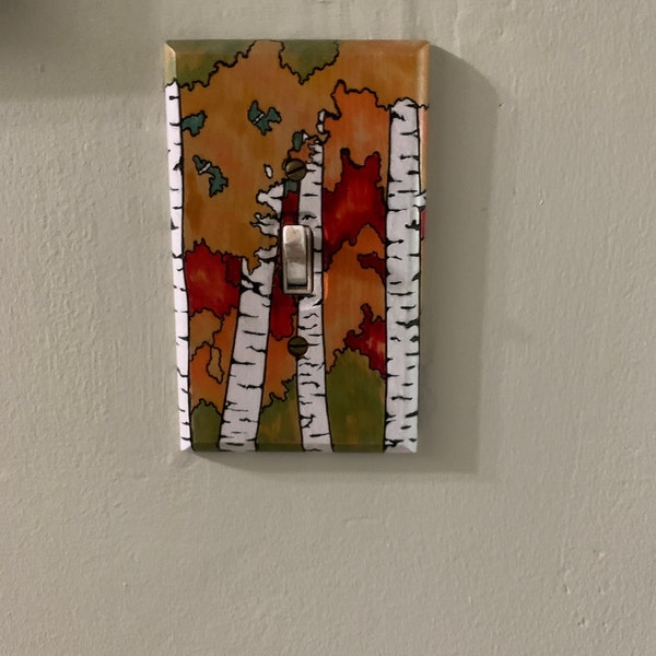 Birch Tree Light Switch Cover Plate - Hand Painted Fall Light Switch ...