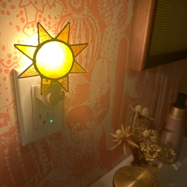 Sunshine Stain Glass Night Light With Switch Control and Bulb - Etsy
