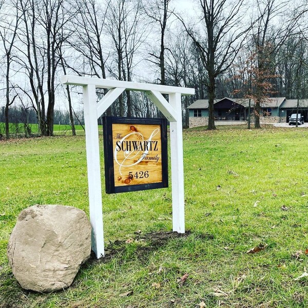 House Numbers, Hanging Yard Sign, Handmade Sign, Personalized Address ...