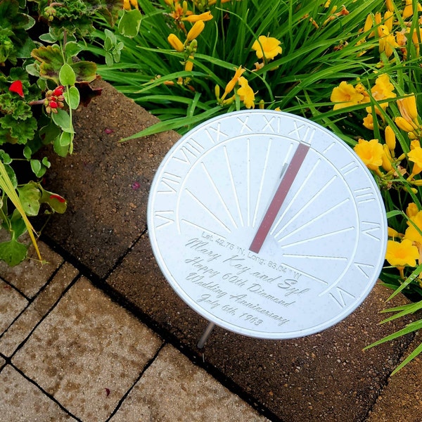 Custom 10th Wedding Anniversary Engraved Sundial Gift For: Parents ...
