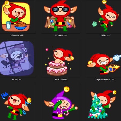 Animated Emote Christmas Elf Pack 20 Emotes Twitch and Discord Animated ...