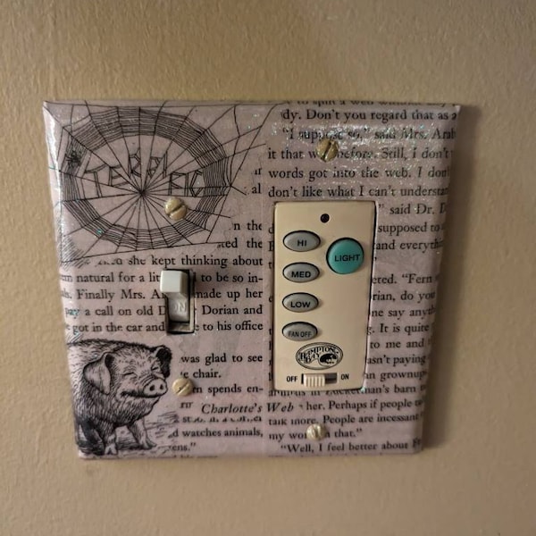 Book Page Wall Light Switch Plate With PICTURE, Light Switch Cover ...