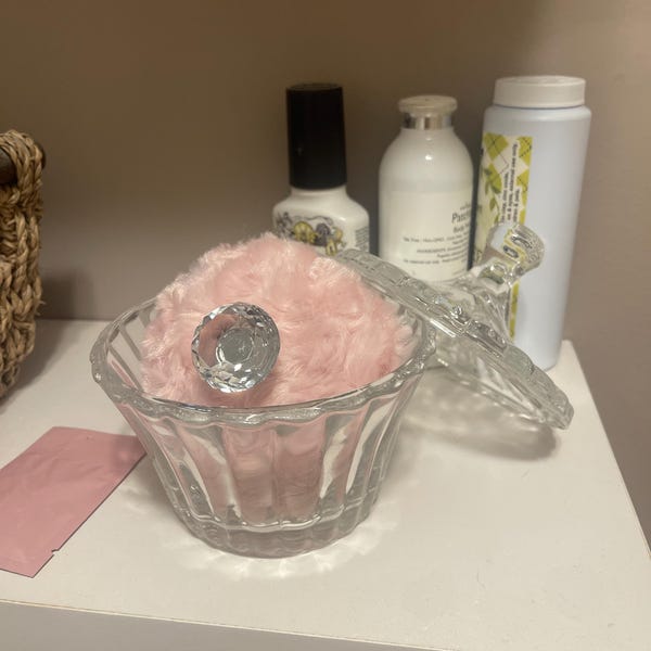 Dusty Baby Pink Body Dusting Powder Puff ~ Crystal Handle - Etsy