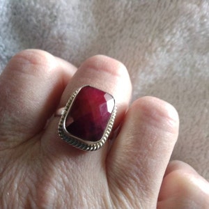 Natural Dark Red Raw Ruby Gemstone 925 Sterling Silver Ring / - Etsy