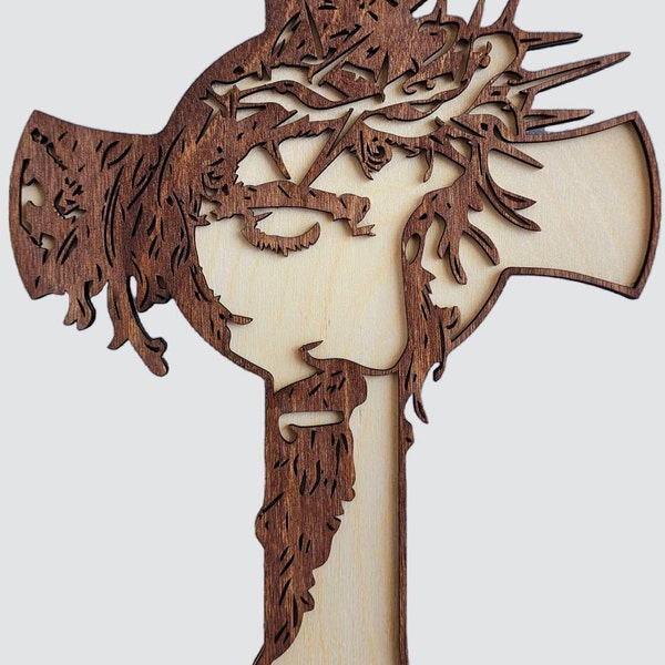 Jesus and Cross Laser Cut File. Vector File for Laser Cutting. Wall Art ...