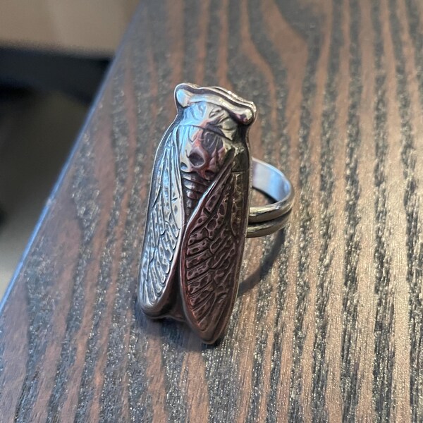 Silver Cicada Ring Sterling Silver Locust Ring Insect Ring Statement ...